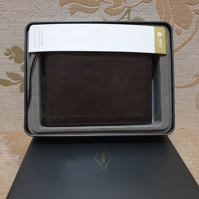 Jual dompet Fossil Allen Trifold Wallet dark Brown leather original ...
