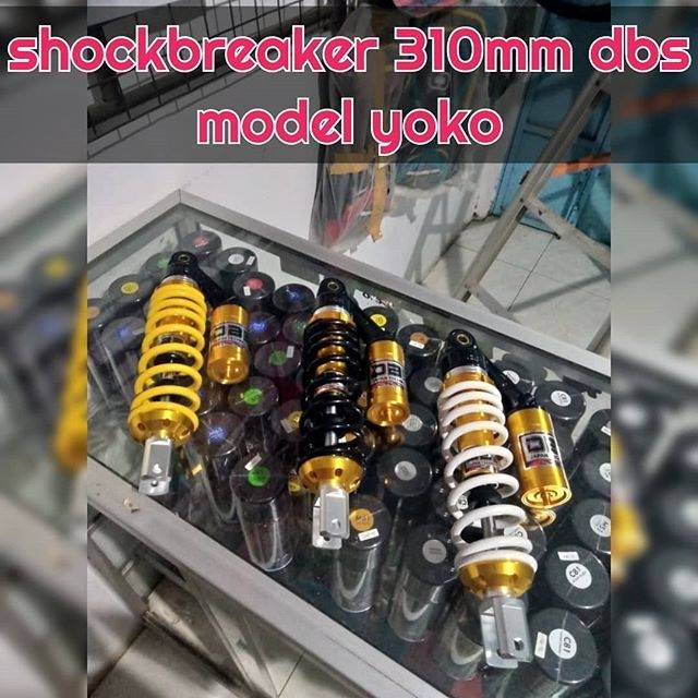 Jual Shockbreaker matic DBS 310mm model YOKO tabung emas Warna kuning ...