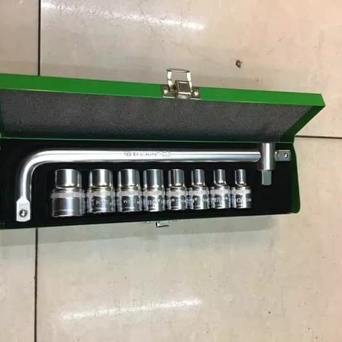 Jual Kunci sock set 10pcs 12PT/6PT box kaleng/ besi / hand socket merk tekiro | Shopee Indonesia