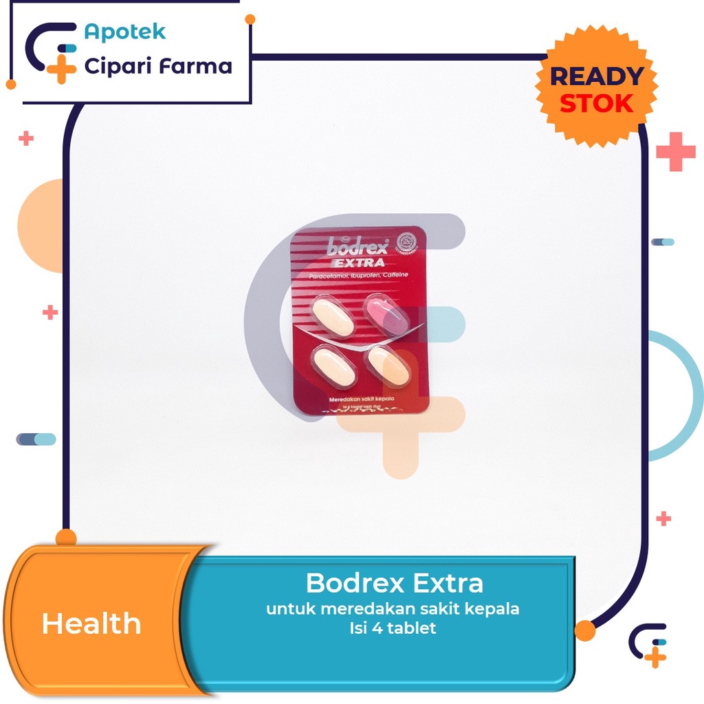 Jual Bodrex Extra Obat Pereda Sakit Kepala | Migrain isi 4 Kaplet ...