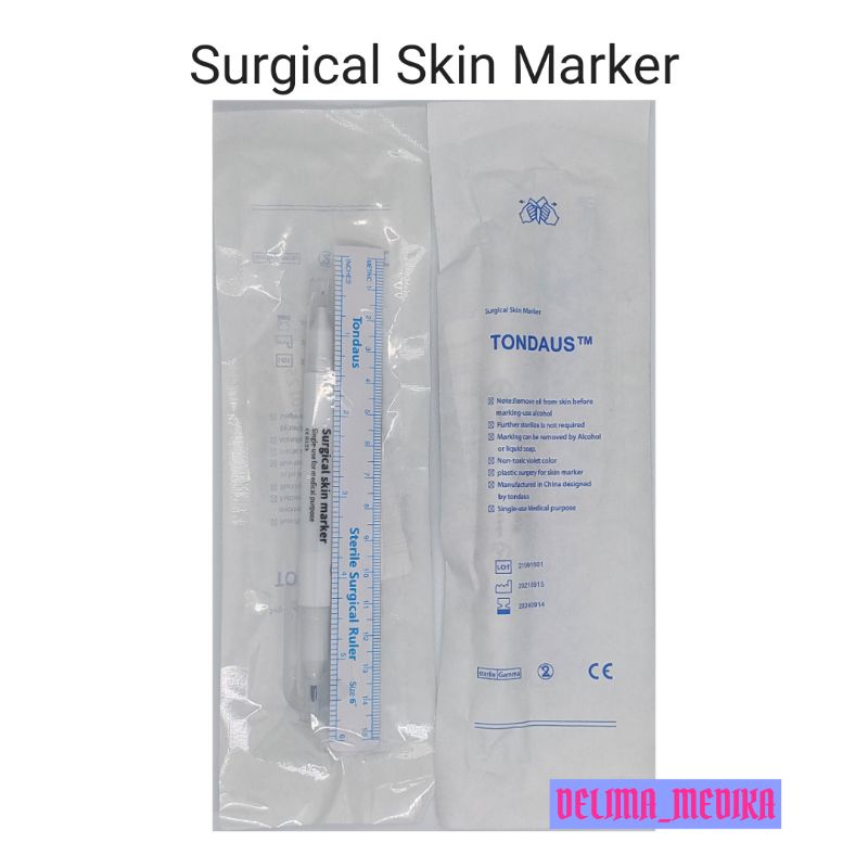 Jual Surgical Skin Marker Tondaus / Spidol Operasi 2in1 plus penggaris ...