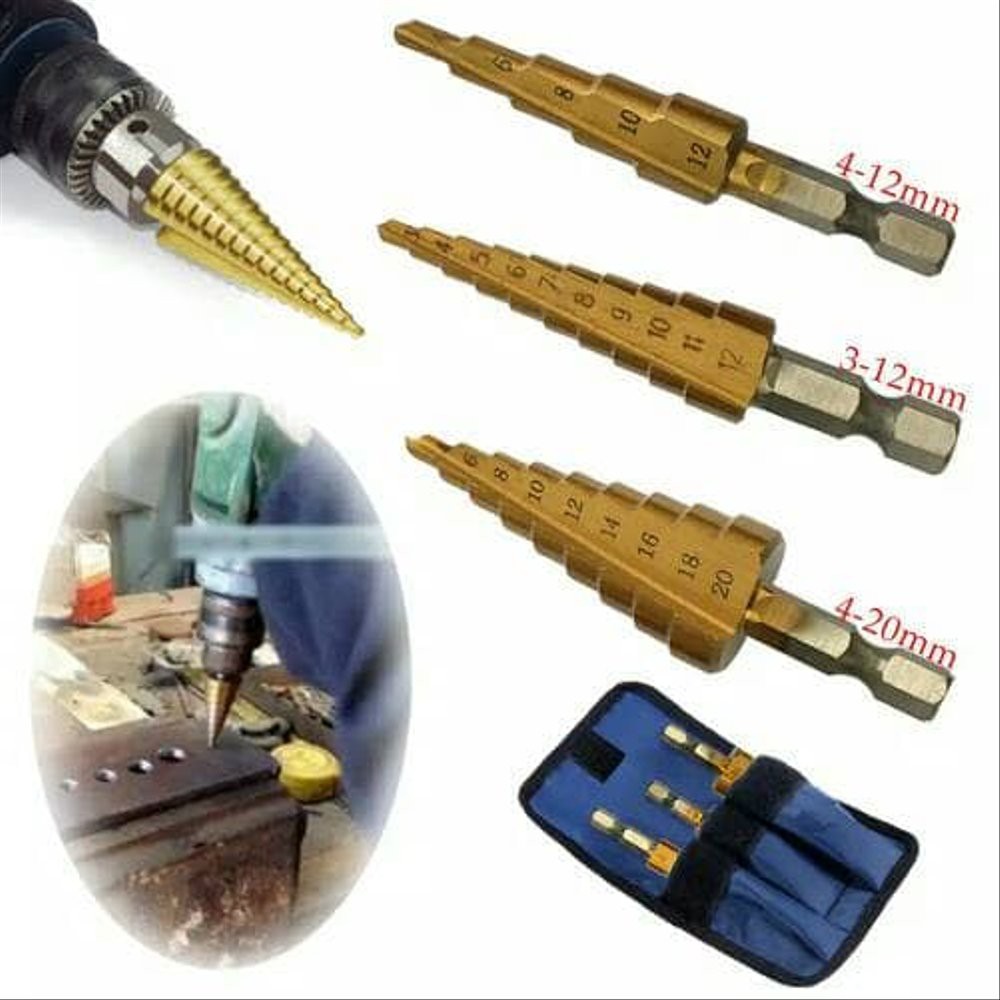 Jual PAKET 1 SET Mata Bor PAGODA TITANIUM 3 Set Lurus Tangga Drill Bits ...
