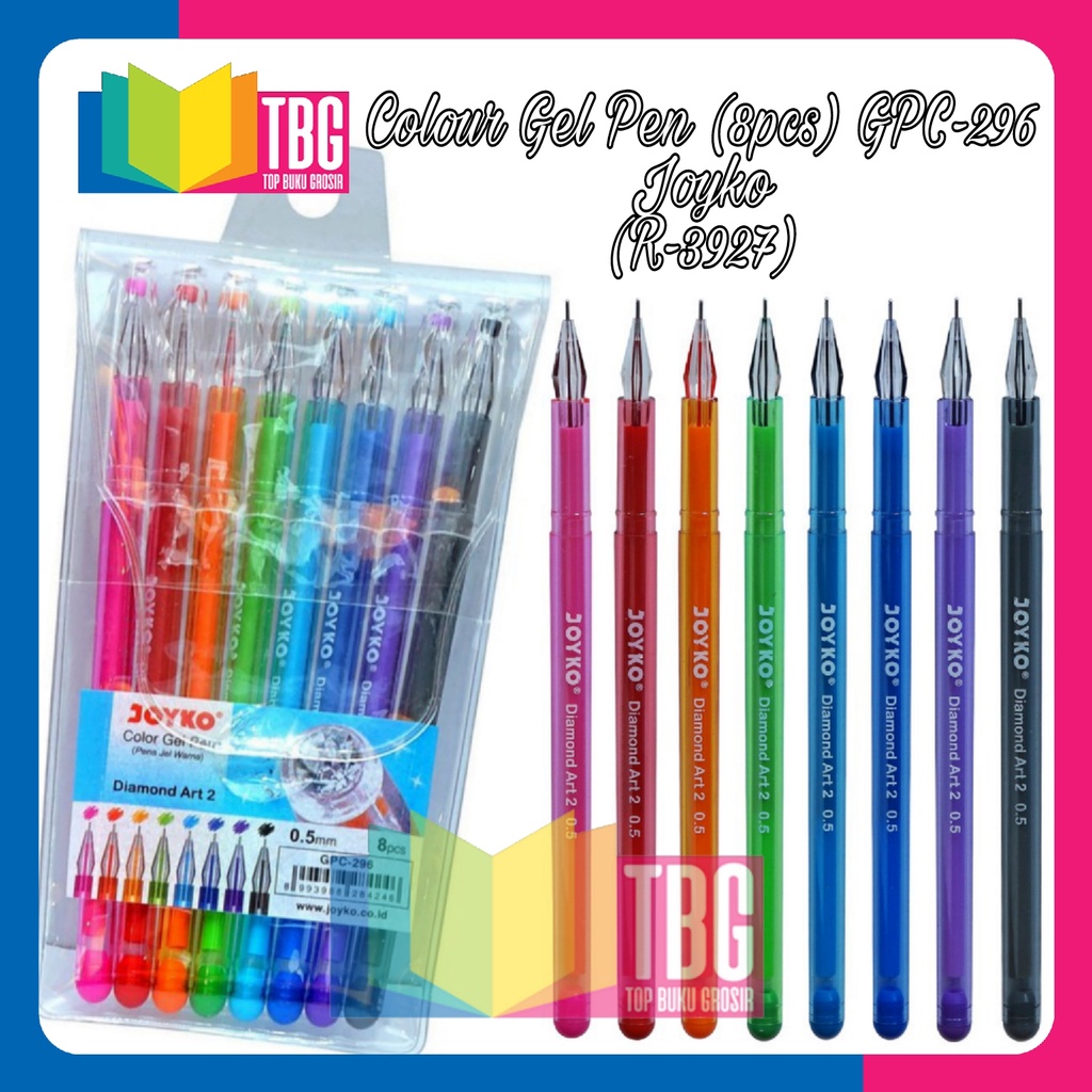 Jual 1SET (8PCS) BALLPOINT COLOUR GEL GPC296 JOYKO/ PULPEN/ BOLPEN 0 ...