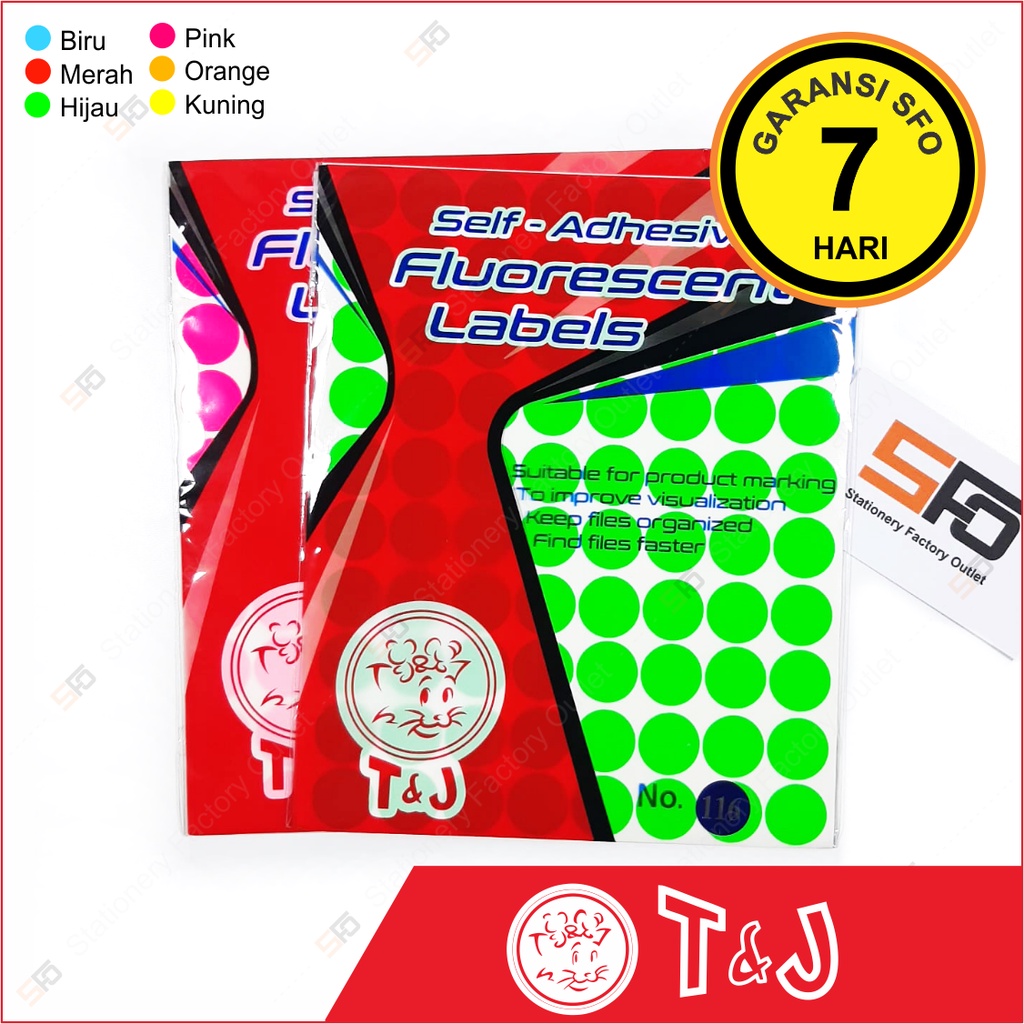 Jual Label Warna Fluorescent T&J 116 - Dot 19mm - SFO Semarang Official ...