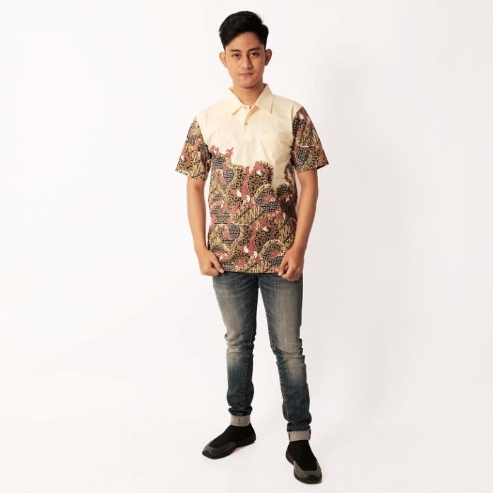 Jual KLAMBEN Kaos Kerah Dewasa Jumbo Batik Gandaria Putih Tulang ...