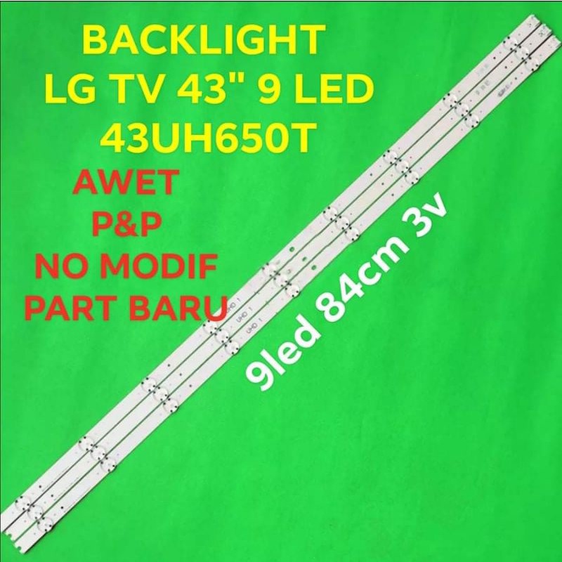 Jual LAMPU LED BL BACKLIGHT TV LG 43UH650T 43UH650 43UH 9LED 9K 3V ...