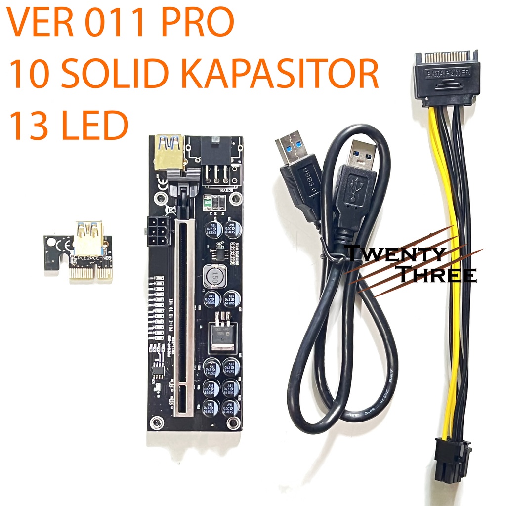 Jual PCIE Riser VER 011 PRO 1x to 16x pci-e mining adapter vga external ...