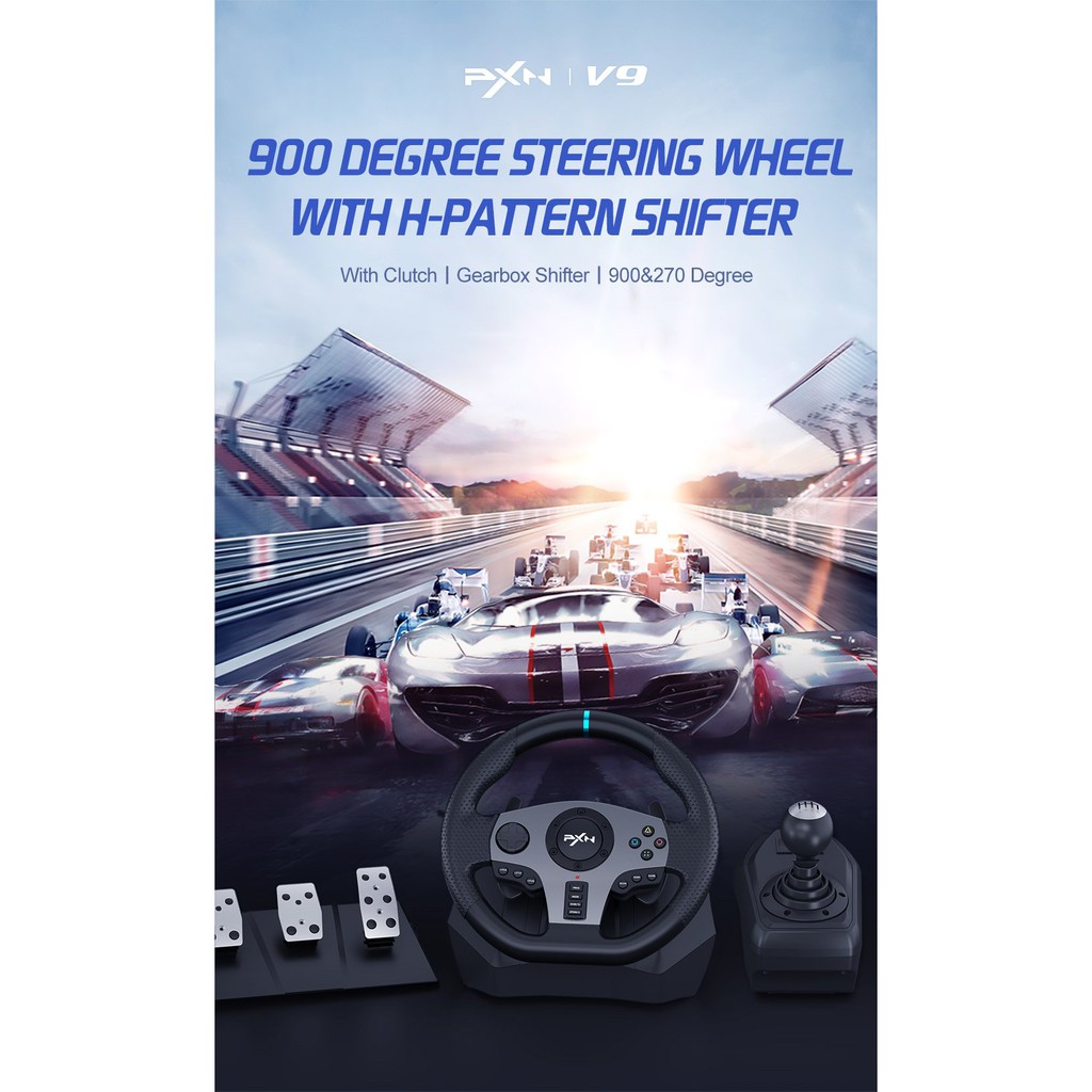 Jual PXN-V9 Steering Wheel With Clutch Shifter Alternatif Logitech G29 ...