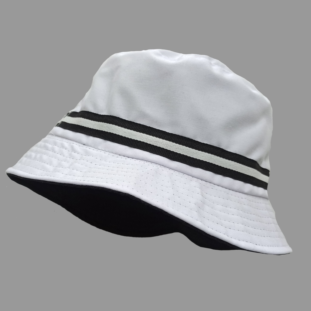 Jual Topi Bucket Hat BucketHat Mancing KPOP Putih List Bendera Garis ...