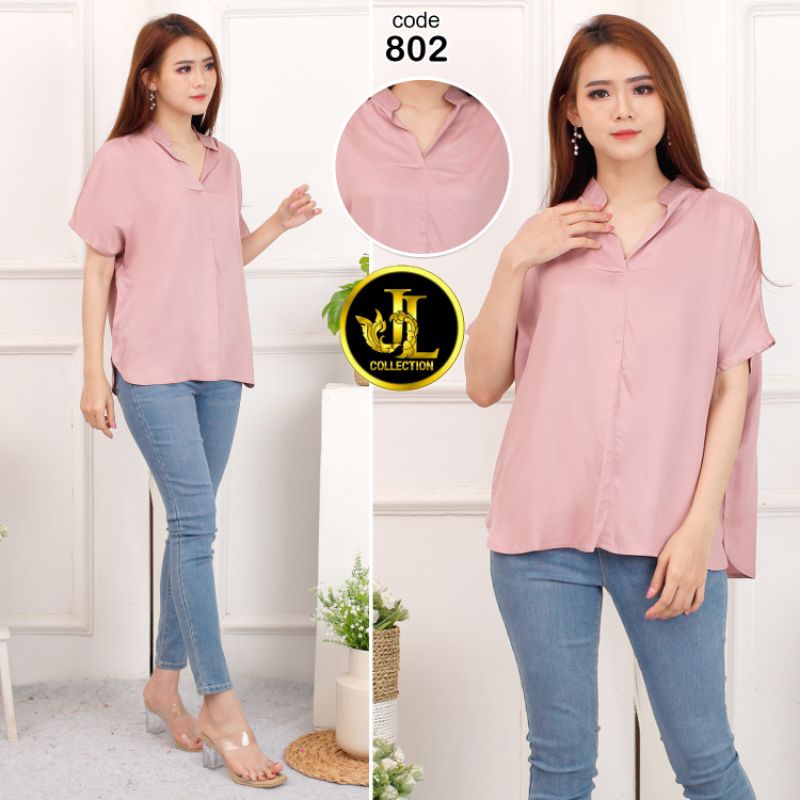 Jual BLOUSE WANITA / BLOUSE LENGAN PENDEK KERAH SANGHAI _802 | Shopee ...