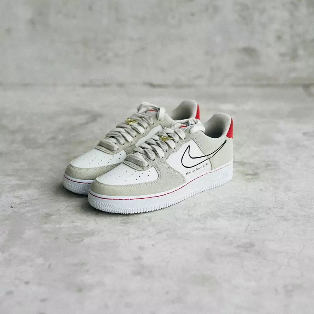 Jual Nike Air Force 1 07 LV8 First Use AF1 Light Stone Sail White Red ...