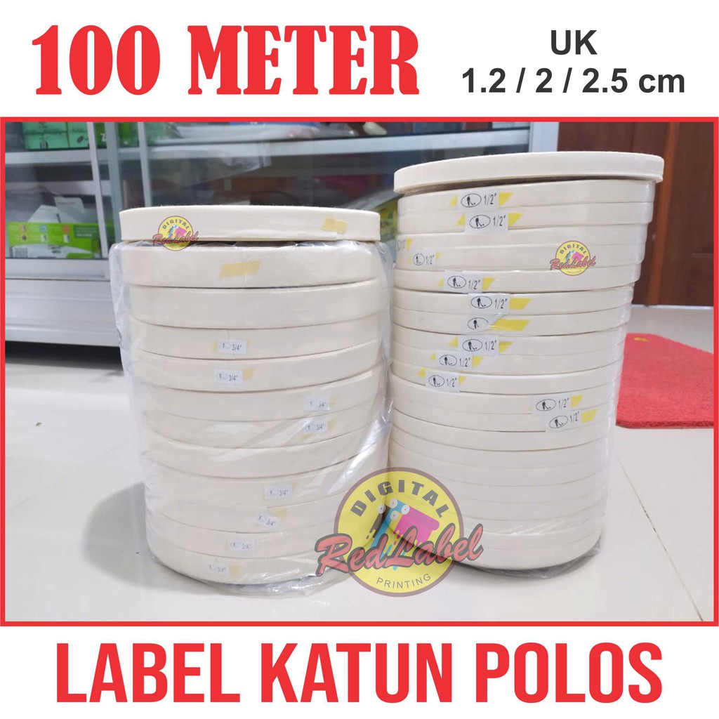 Jual [100 METER] LABEL KATUN POLOS / BAHAN LABEL PITA KATUN POLOS ...