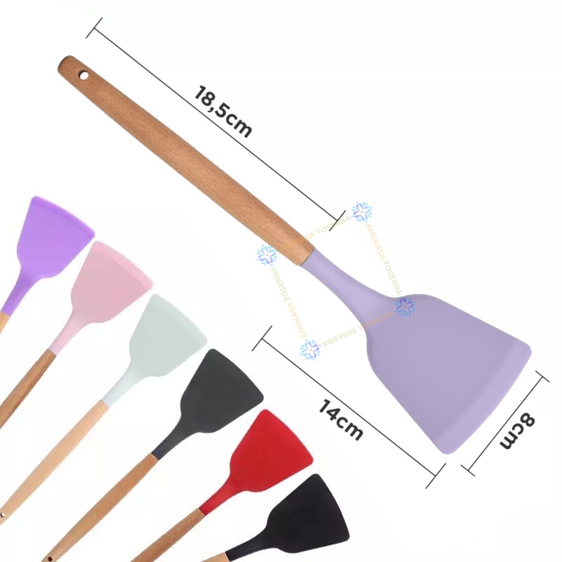 Jual Spatula Silikon GAGANG KAYU Sutil Spatula Masak Silicone Tahan ...