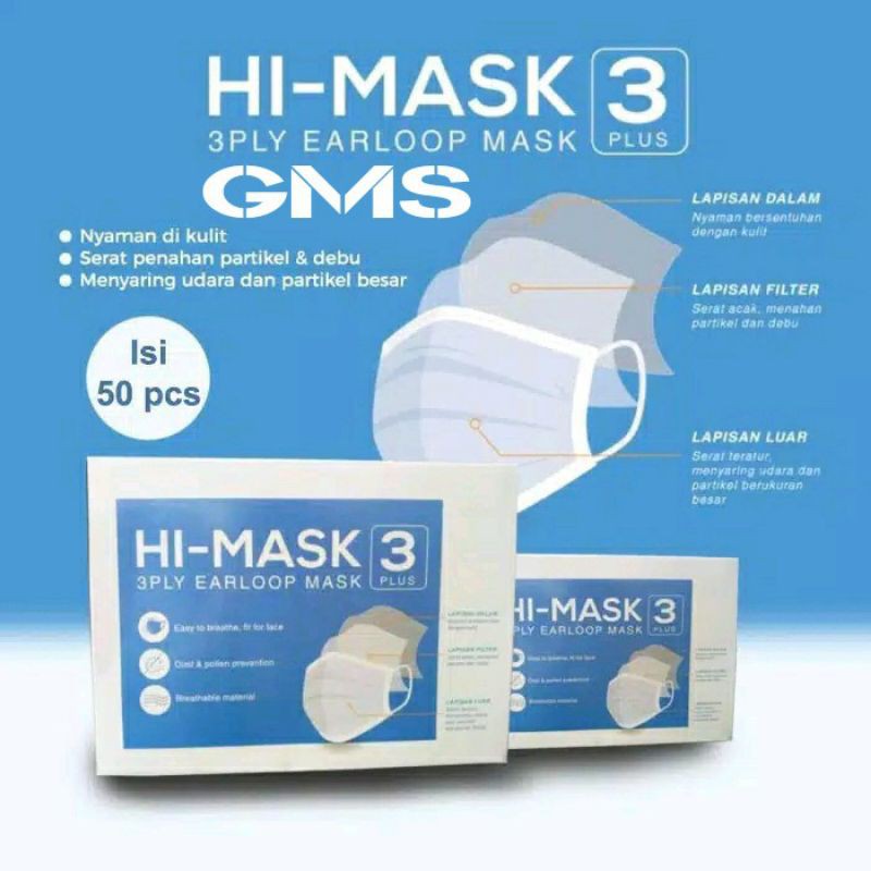 Jual Masker 3 Ply Earloop Dan Hijab / Surgical Mask 3 Ply Merk Hi ...