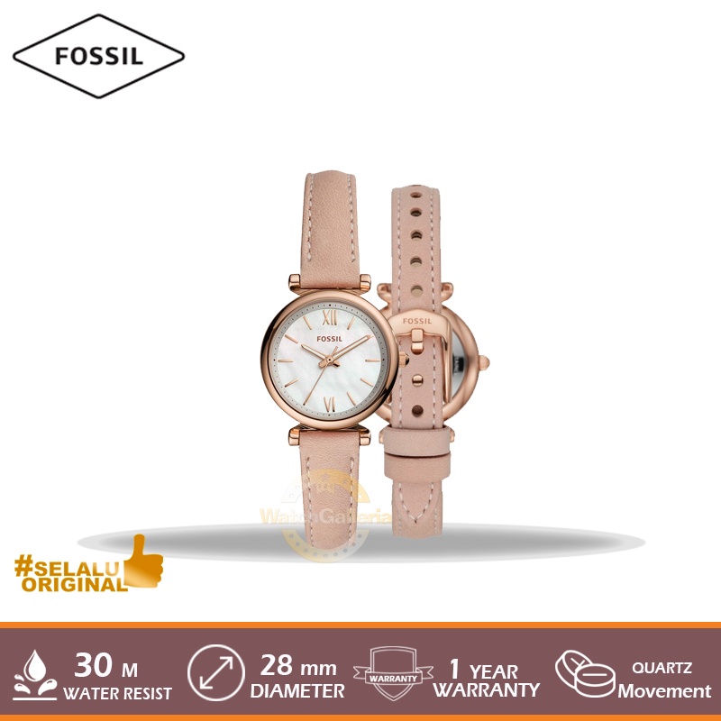 Jual Fossil ES4699 Carlie Mini Three-Hand Blush Leather Watch | Shopee ...