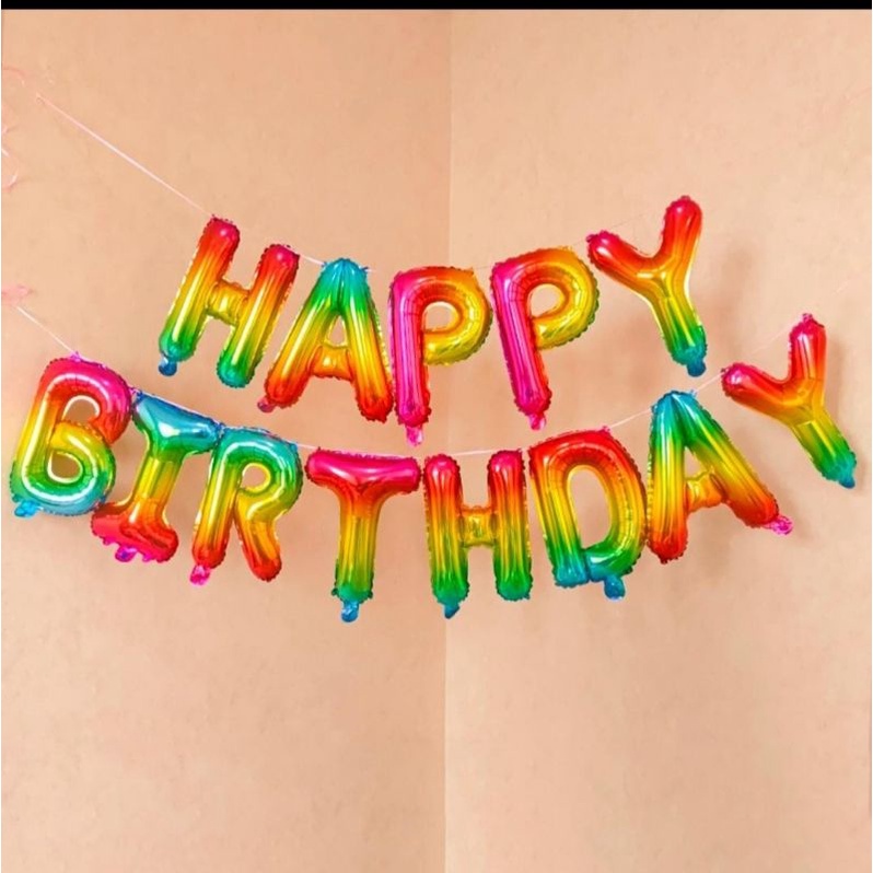 Jual BALON FOIL HAPPY BIRTHDAY SET PELANGI SUMMER / BALON HBD SET ...