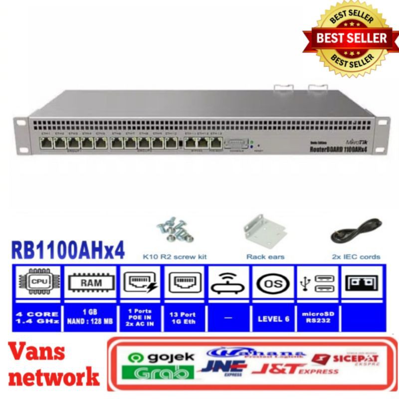 Jual Mikrotik Router RB1100AHX4 / RB1100X4 13 port Gigabit Rackmount 1U ...