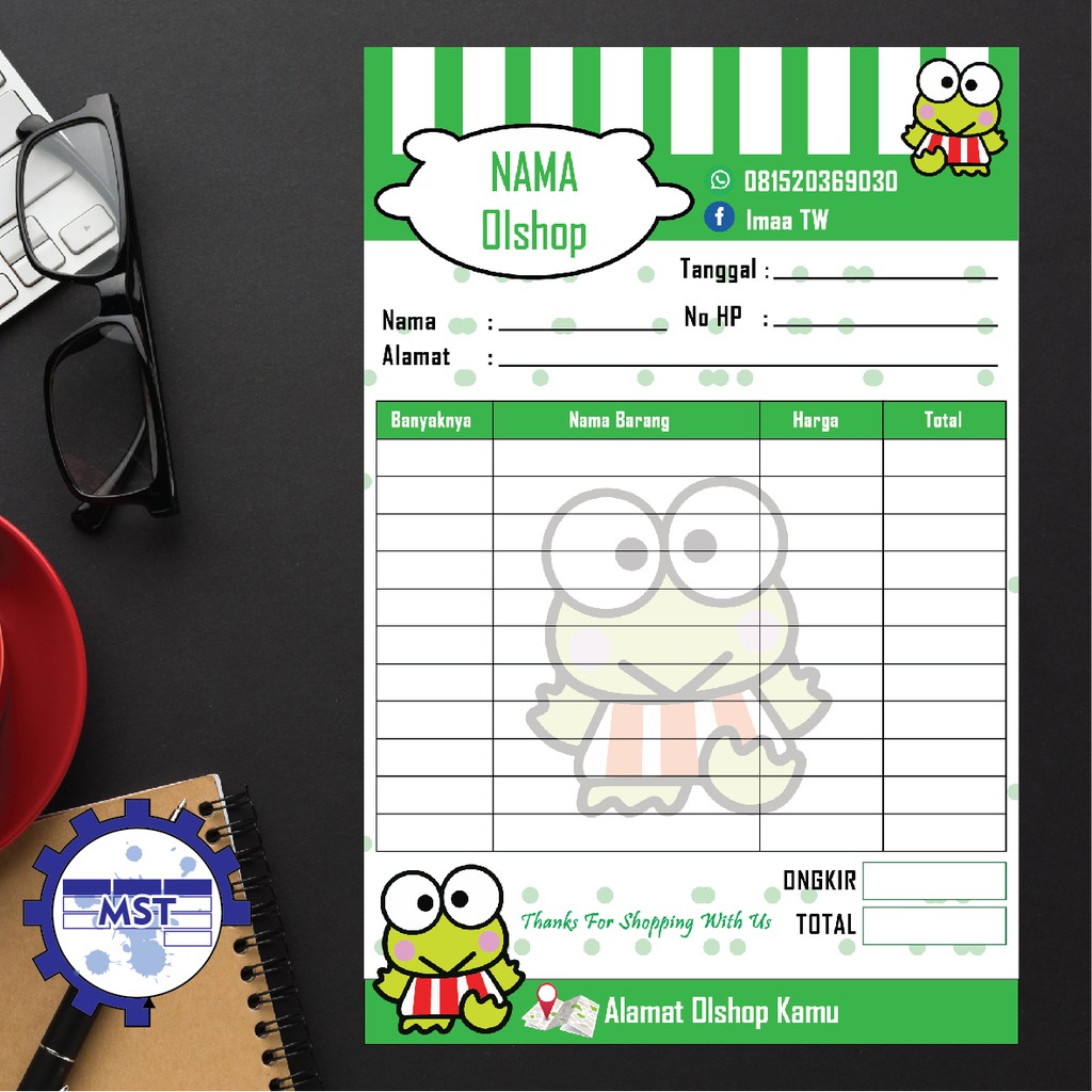 Jual Nota Olshop Keroppi 4 Buku / Nota Penjualan - Dicetak sesuai nama ...