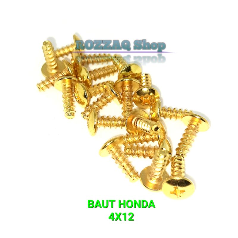 Jual 20 PCS Baut Body Honda Warna GOLD 4x12 Baut Cover Body Honda Baut ...