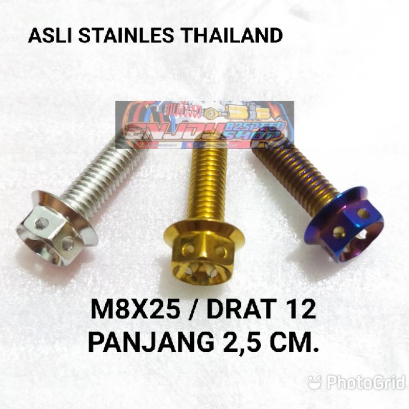 Jual Baut PB probolt Thailand M8 x25 Drat 12 Panjang 2,5 Cm harga satuan / per biji | Shopee ...