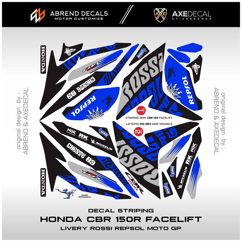 Jual STRIPING CBR 160 R FACELIFT LIVERY ROSSI REPSOL RACING / STIKER ...