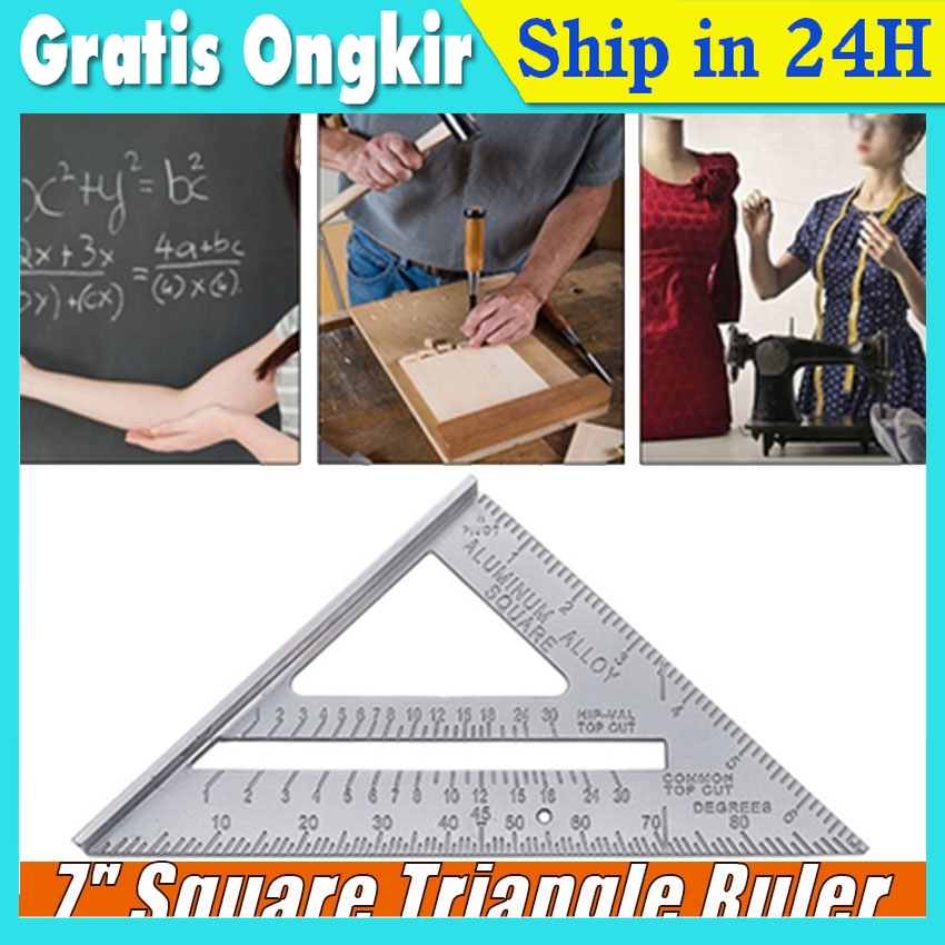 Jual Aluminium 7 Inch Penggaris Siku Segitiga Speed Square Right Angle ...