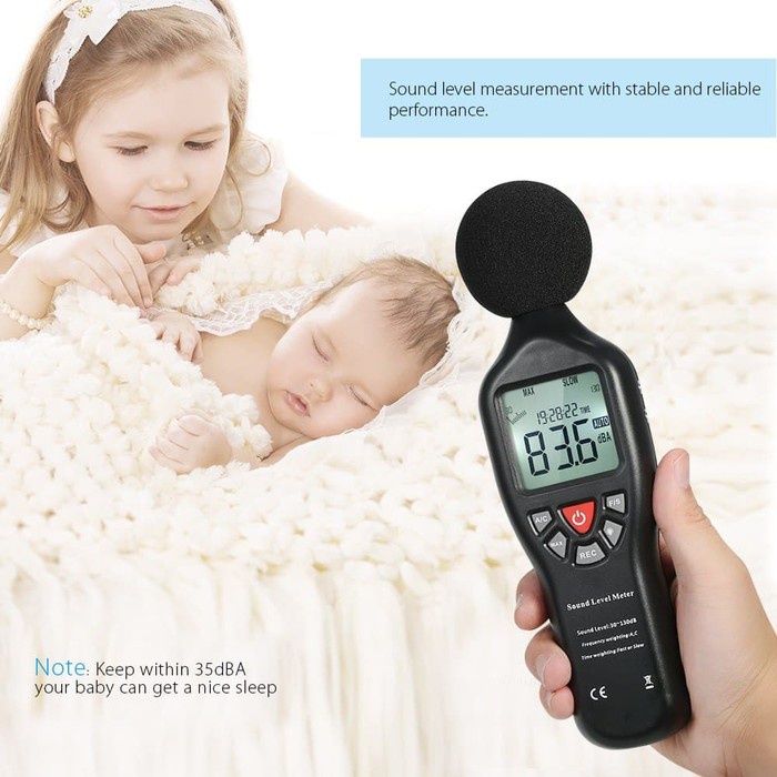 Jual Sound Level Decibel Meter Logger Tester Noise Measurement 30-130dB ...
