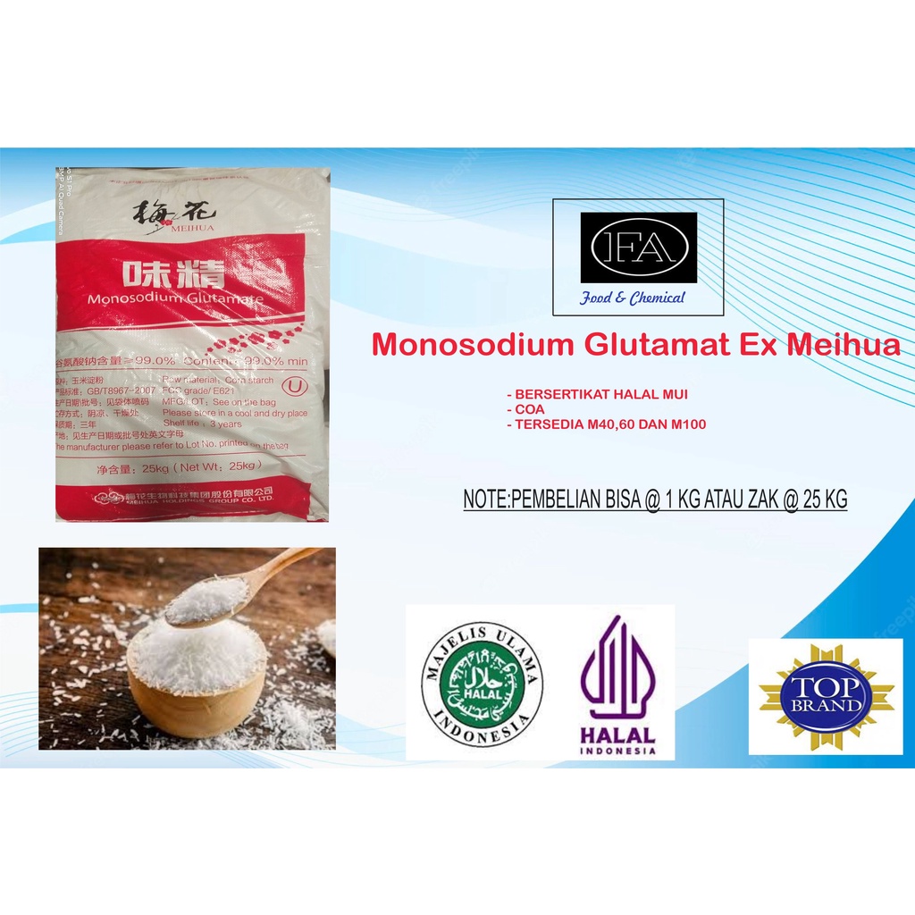 Jual MSG/MONOSODIUM GLUTAMATE M40/PETCIN/PENGUAT RASA | Shopee Indonesia