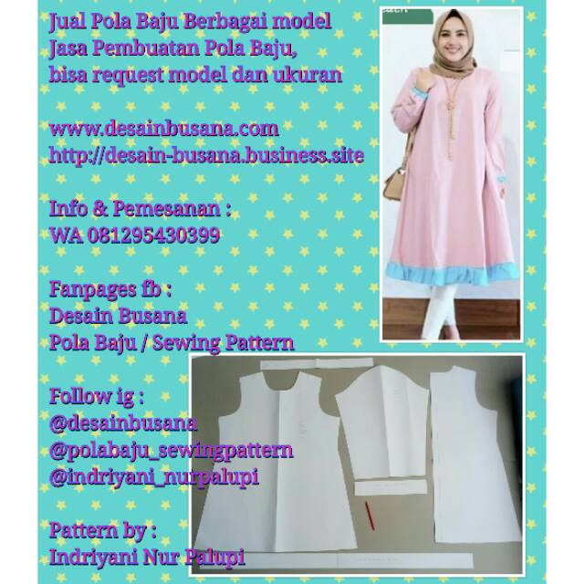 Jual POLA TUNIK 05 - POLA BAJU - POLA INSTAN - POLA PRODUKSI TUNIK | Shopee Indonesia