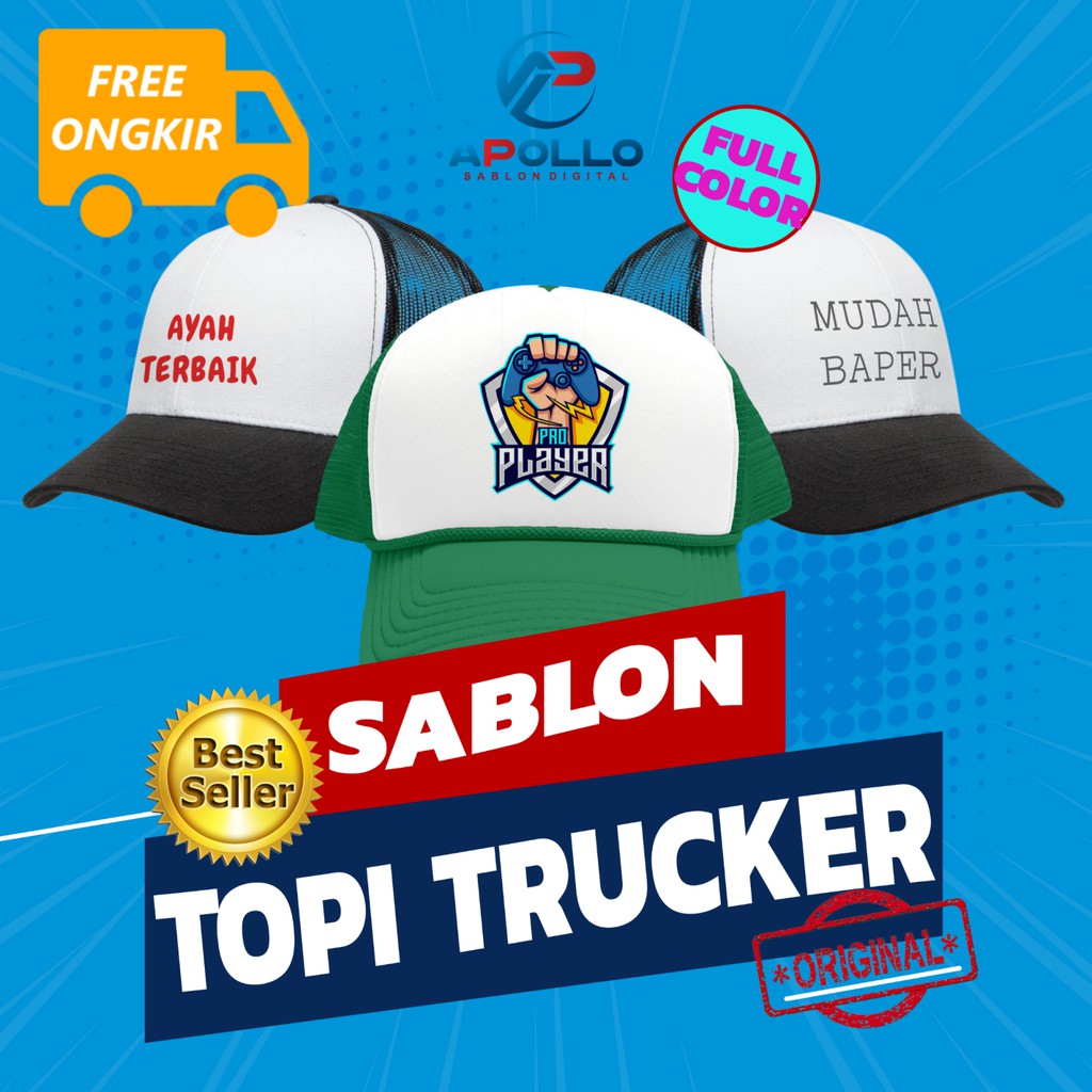 Jual TOPI CUSTOM TRUCKER JARING NAMA TULISAN GAMBAR LOGO SABLON SATUAN ...