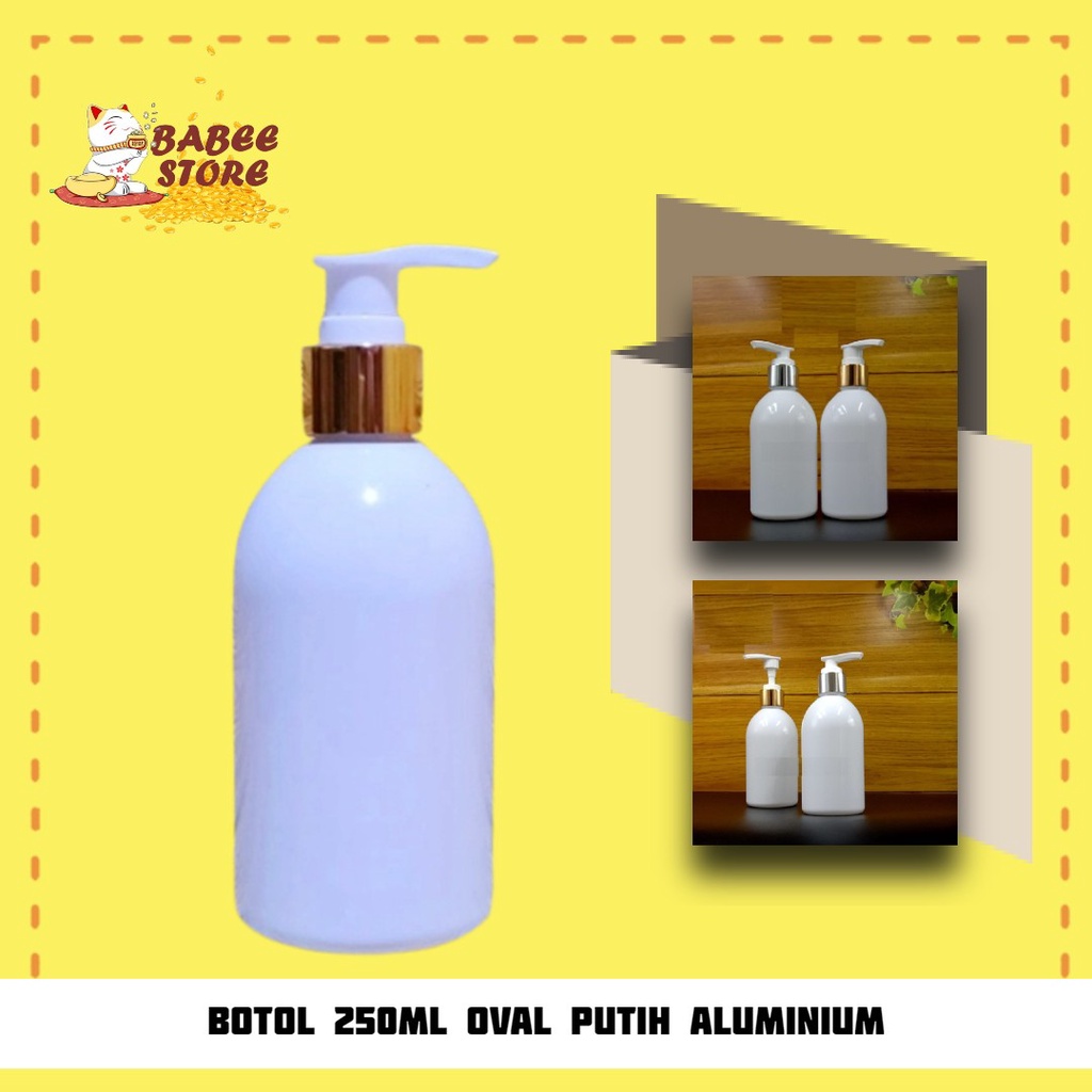 Jual BOTOL 250ML PUMP GOLD / BOTOL PLASTIK 250ML OVAL PUTIH / BOTOL ISI ULANG SABUN SHAMPOO ...