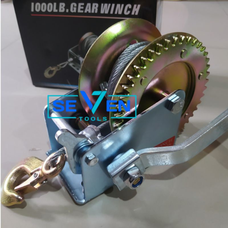 Jual Hand Winch katrol manual 1000LB Gear steel sling baja katrol 450 ...