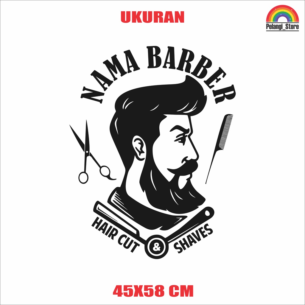 Jual Wall Sticker Barbershop Stiker Dinding Kaca Barbershop Potong ...