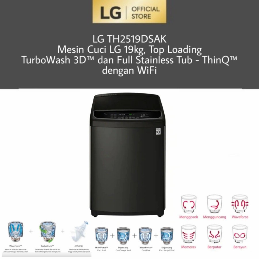 Jual MESIN CUCI TOP LOADING 19KG LG TH2519DSAK | Shopee Indonesia