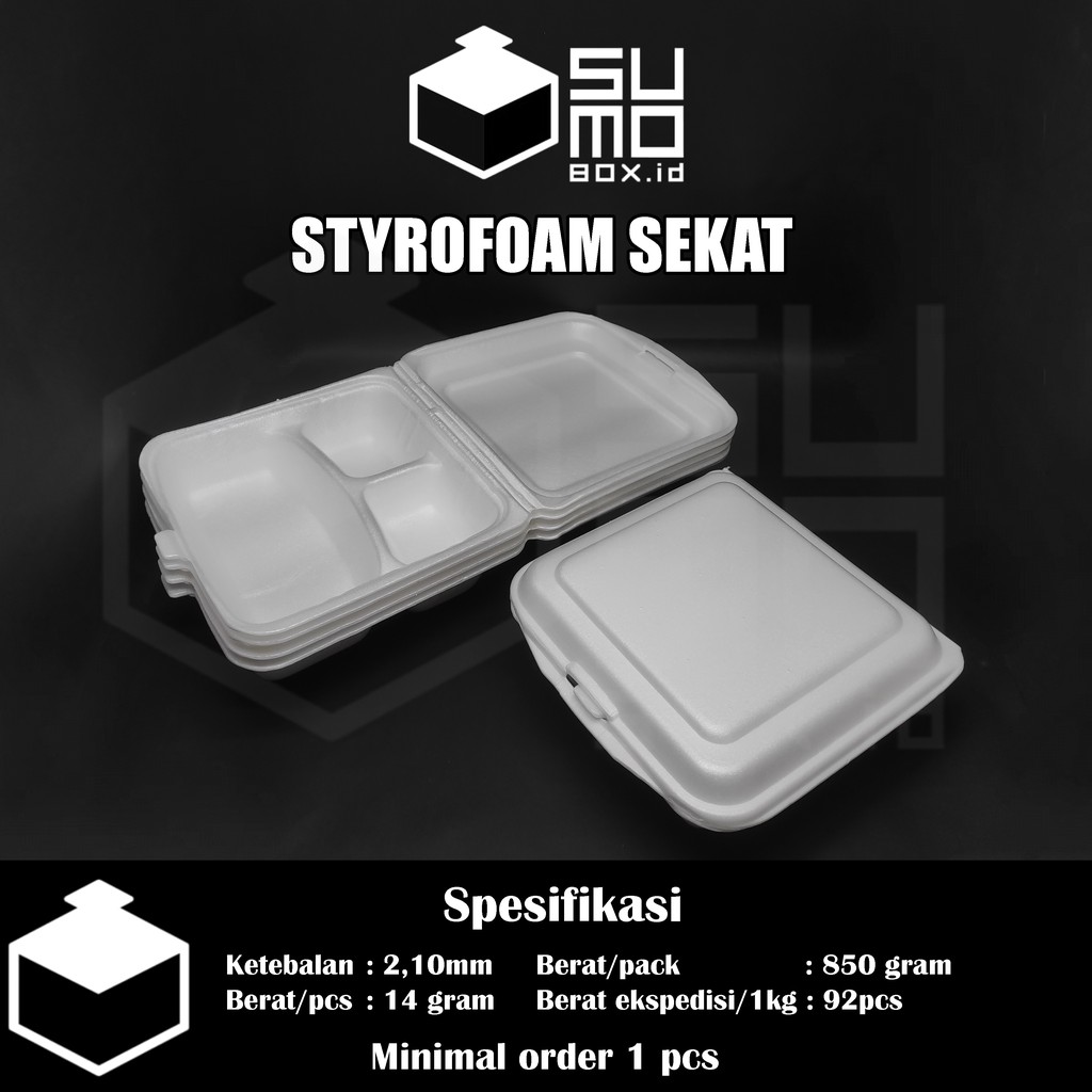 Jual Sterofoam sterofom box kotak makanan 3 sekat gabus eceran ...