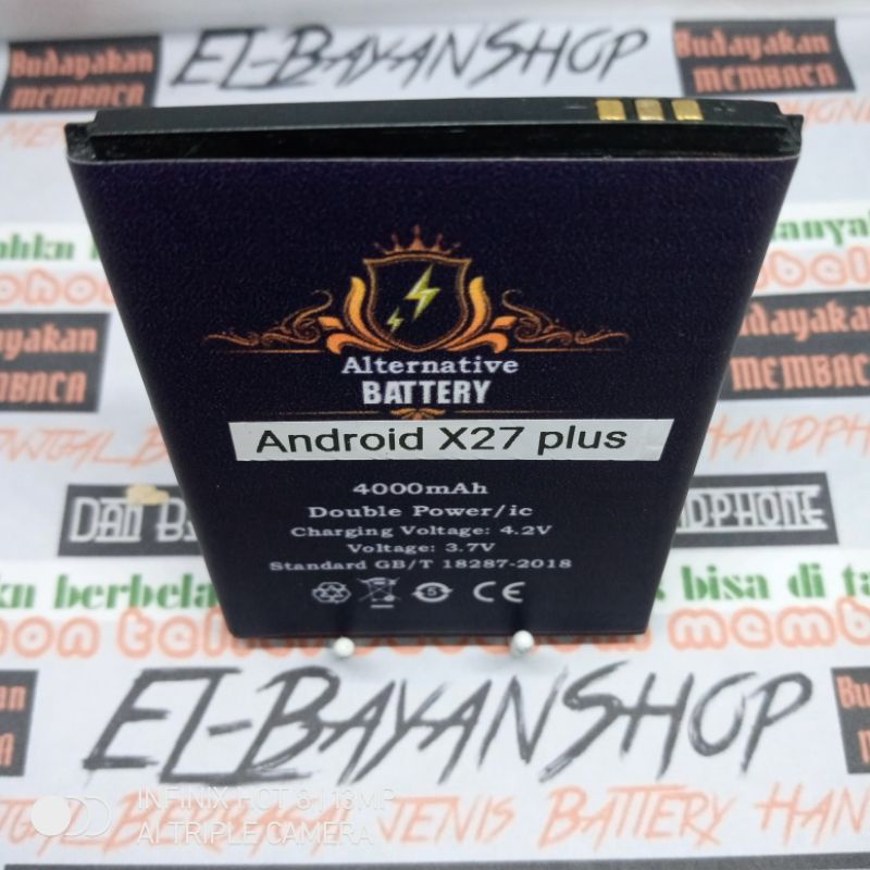 Jual Batrai Android china X27 + plus Batre modif konektor pingir ...