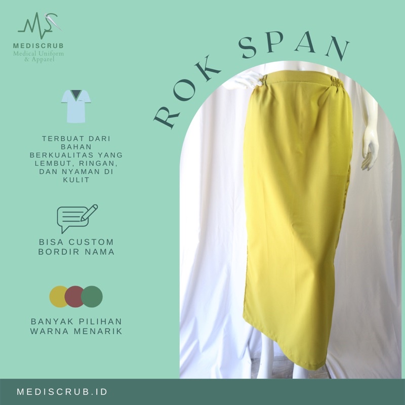 Jual Scrub Rok Span Belahan Belakang Rempel / Seragam Dokter Perawat ...