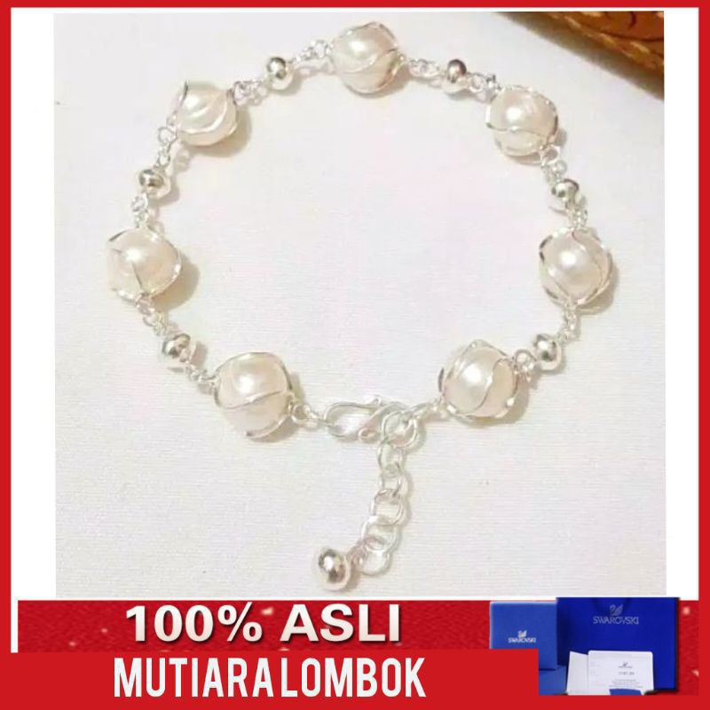 Jual Gelang perak 925 mutiara lombok perhiasan mutiara gelang mutiara ...