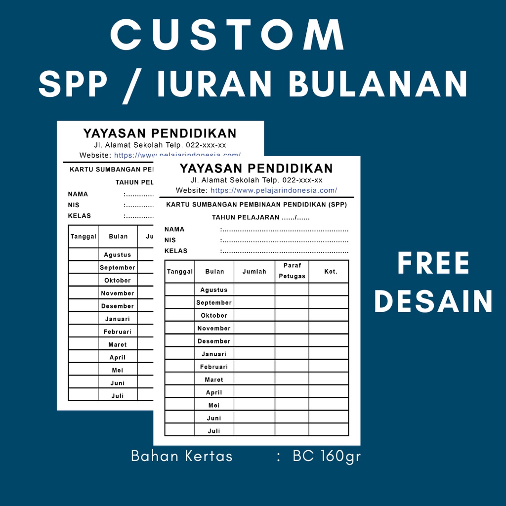 Jual Custom SPP / Custom iuran bulanan | Shopee Indonesia