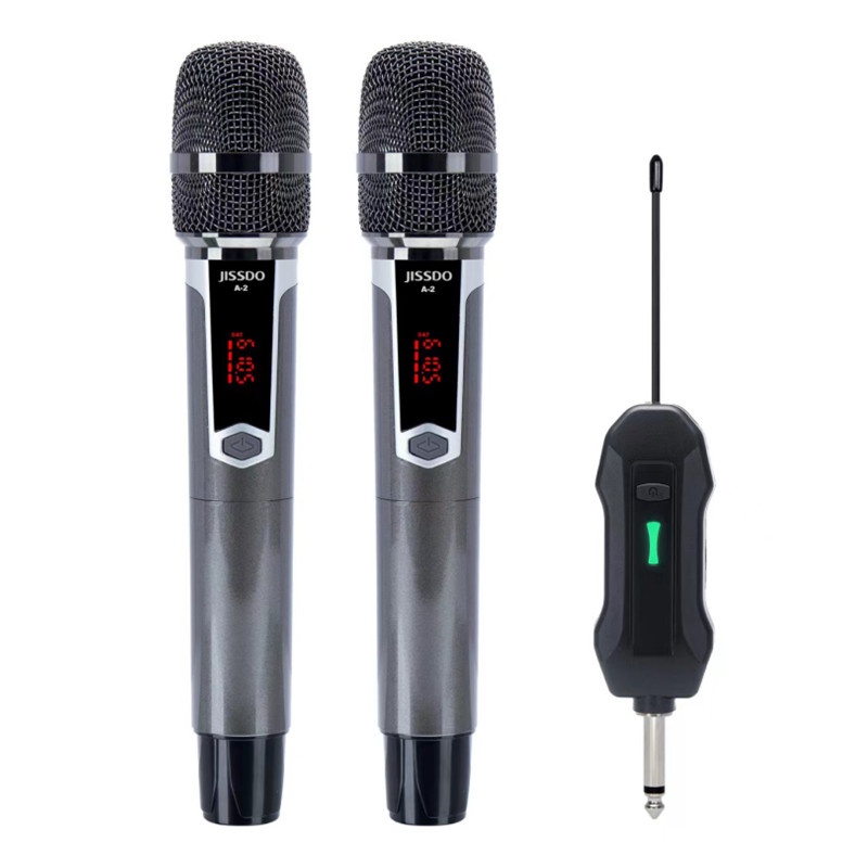 Jual Wireless Microphone Rechargeable UHF Dual Karaoke Mic with ...