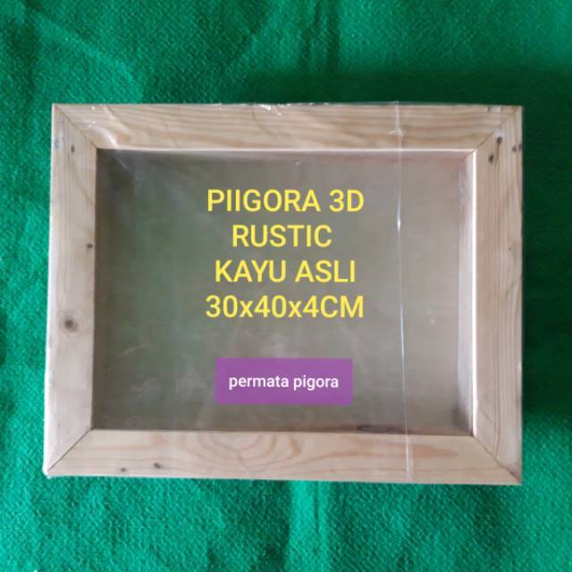 Jual Bingkai 3D Rustic Natural Kayu Asli +/- 30x40x4CM, Bingkai Rustik ...