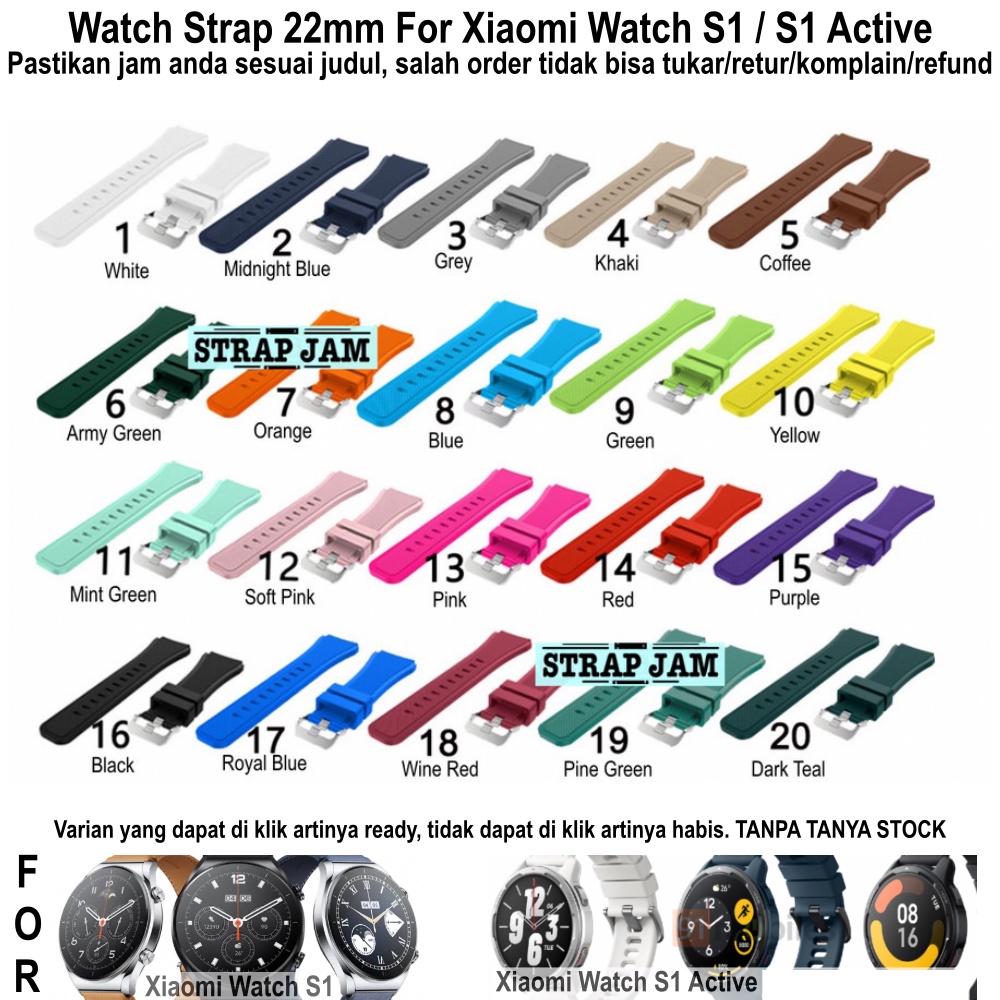 Jual MS3 Strap Xiaomi Watch S1 / S1 Active - Tali Jam Tangan 22mm Rubber Silikon Sporty Garis ...