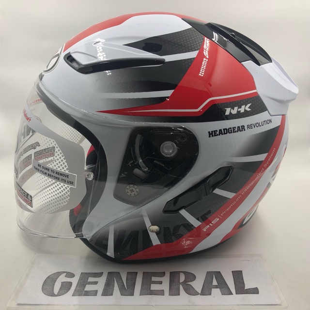 Jual Helm NHK R1 Motif Octarium White Red Putih Merah Double Visor Half ...