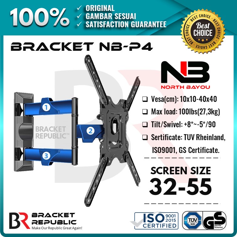 Jual North Bayou NB P4 | NBP4 Bracket TV 32 40 42 43 49 50 55 Inch ...