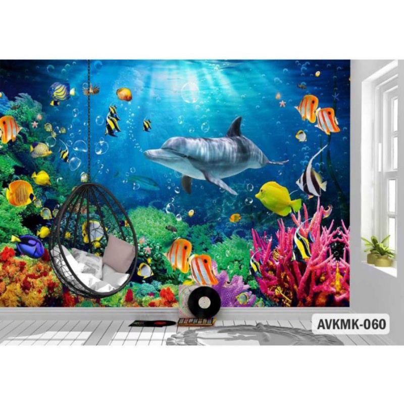 Jual Wallpaper dinding 3d Pemandangan Bawah Laut, Print Wallpaper ...
