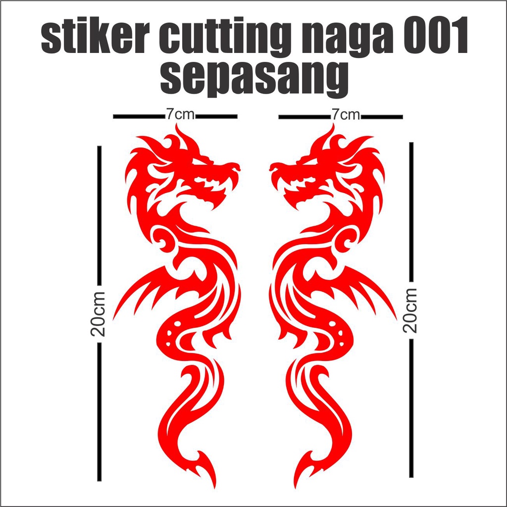 Jual stiker cutting vector naga sepasang - bahan premium daya rekat ...