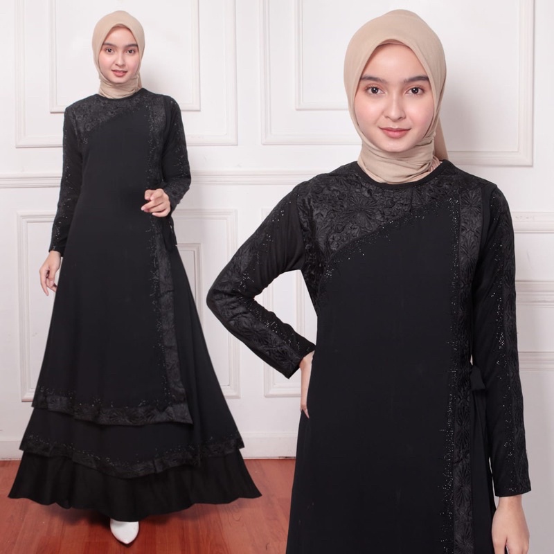 Jual MF Store - Gamis Abaya Bordir Hitam Polos - Abaya Arab polos ...