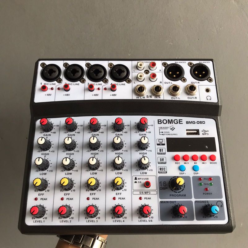 Jual BOMGE Mixer AUDIO Bluetooth 6 Channel Podcast Live Wireless Karaoke DJ 16 DSP - BMG-06D ...