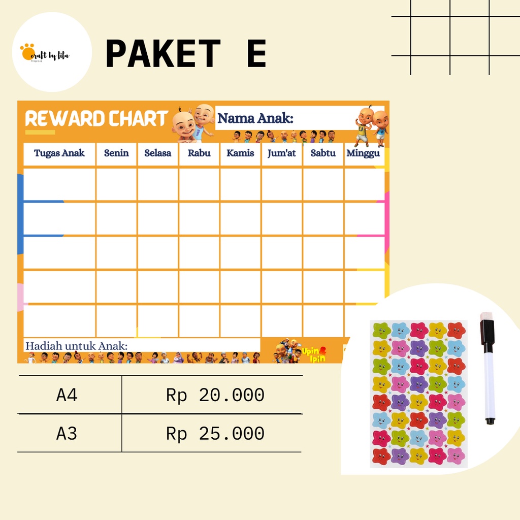 Jual Token Economy Reward Chart Stiker Bintang Edukasi Anak | Shopee ...