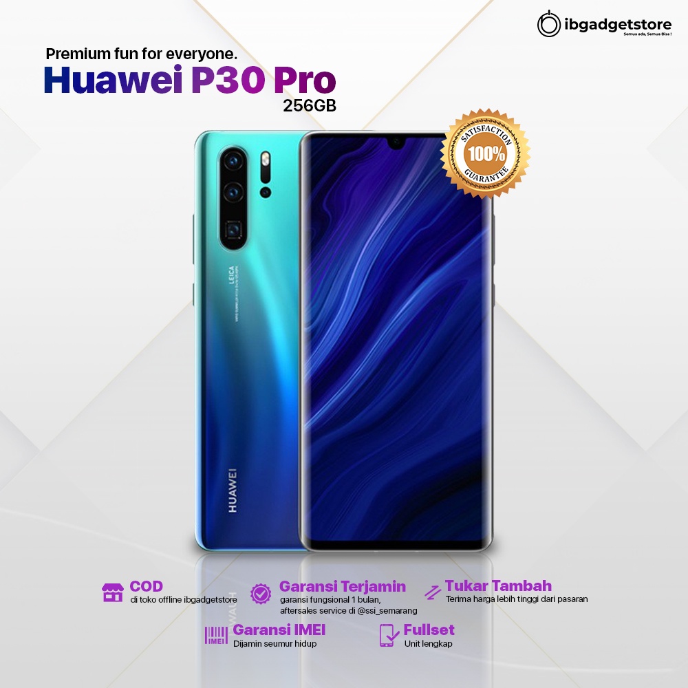 Jual HUAWEI P30 PRO 8/256GB MYSTIC BLUE, AURORA DAN BREATHING CRYSTAL ...